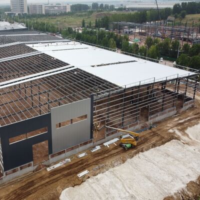 Prefab Steel Warehouse Building with Glass Wool Sandwich Panels