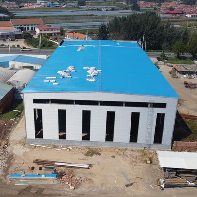 Prefab Steel Workshop Structure with Skillion Roof PU Panels