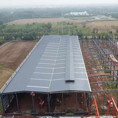Prefab Steel Workshop Structure with Skillion Roof PU Panels