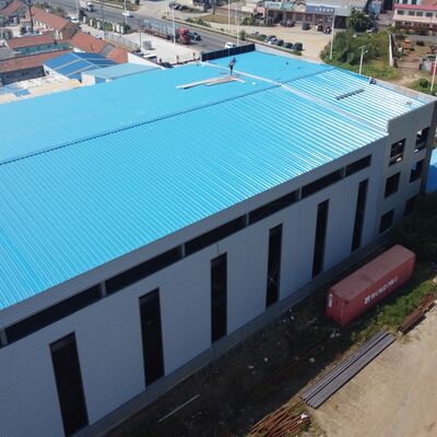 Prefab Steel Workshop Structure with Skillion Roof PU Panels